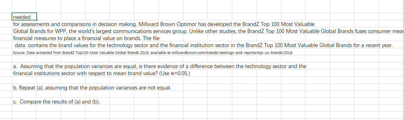 1 A 1 Brand 2 Apple 3 Google 4 Microsoft 5 Visa 6 | Chegg.com
