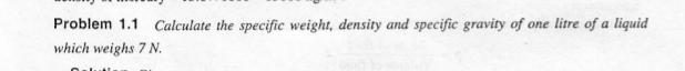 Solved Problem 1.1 Calculate the specific weight, density | Chegg.com