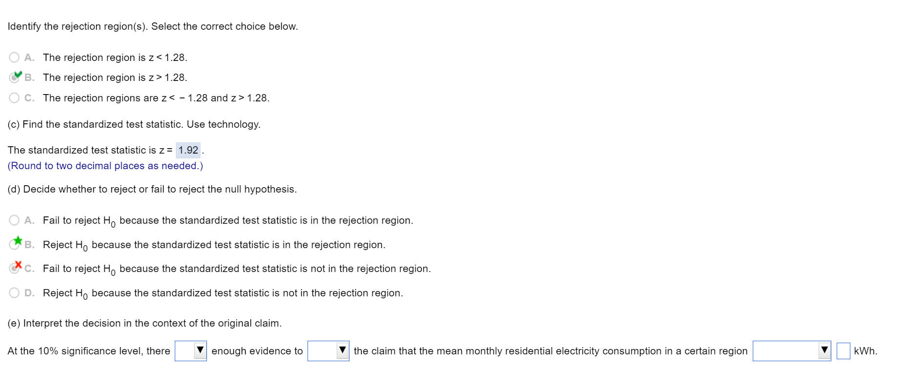 Solved Identify the rejection region(s). Select the correct | Chegg.com