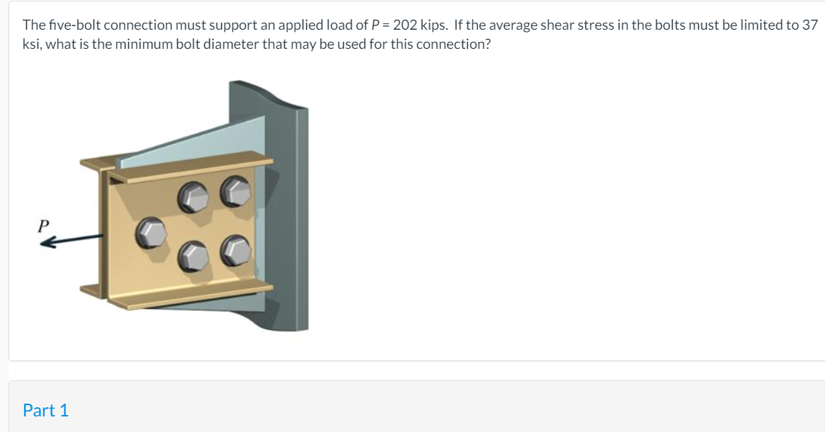Solved Part 2) Each bolt experiences double shear. Calculate | Chegg.com