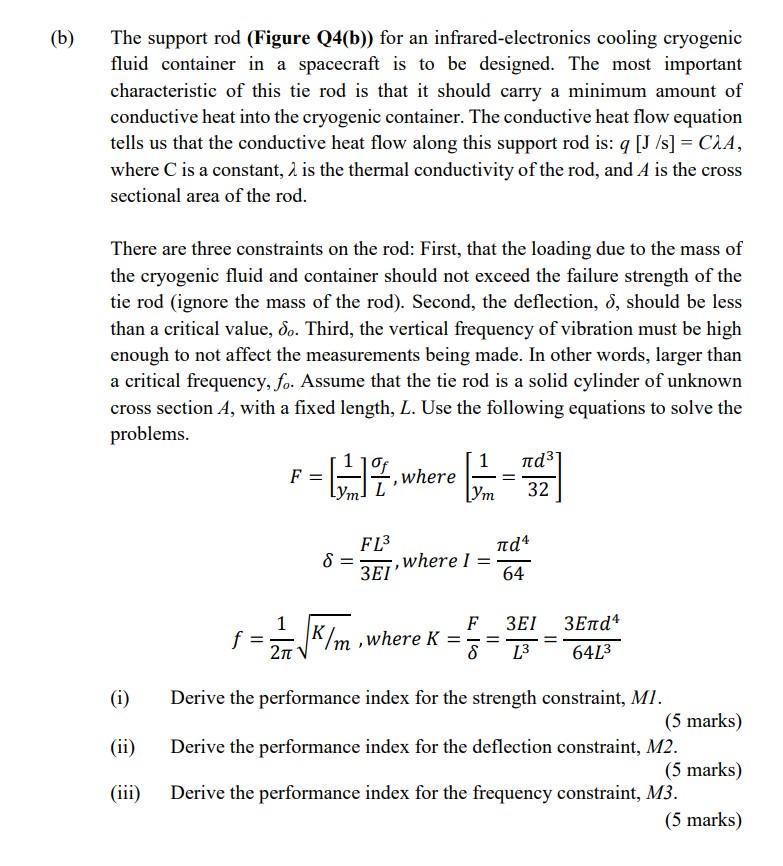 Solved (b) The support rod (Figure Q4(b)) for an | Chegg.com