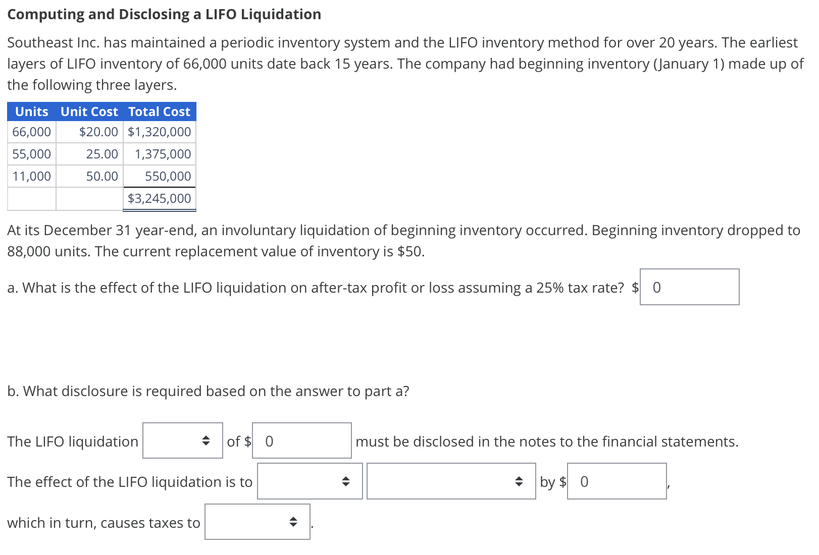 Solved Computing and Disclosing a LIFO LiquidationSoutheast | Chegg.com
