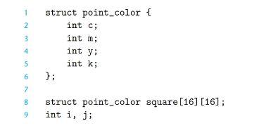 Solved \( \begin{array}{ll}1 & \text { struct point_color | Chegg.com