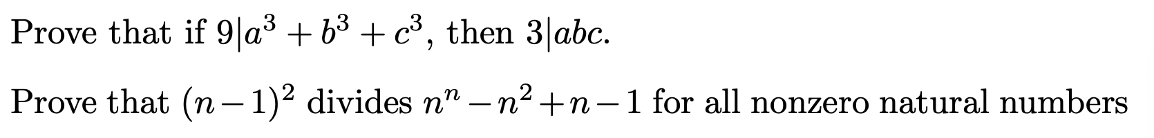 Solved > Prove that if 9|a3 + b3 + c3, then 3|abc. + Prove | Chegg.com