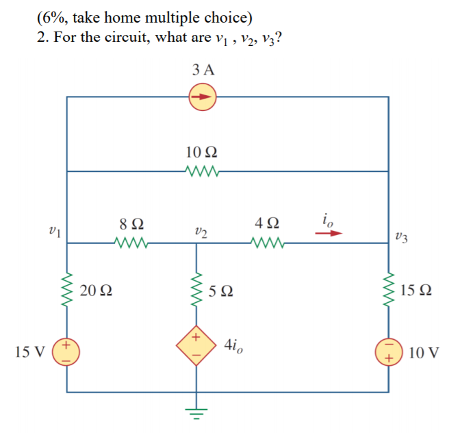Solved (6%, take home multiple choice) 2. For the circuit, | Chegg.com