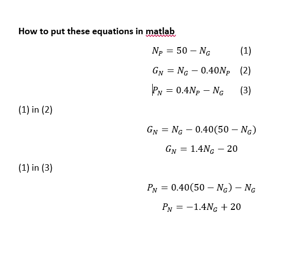 Solved How to put these equations in matlab | Chegg.com