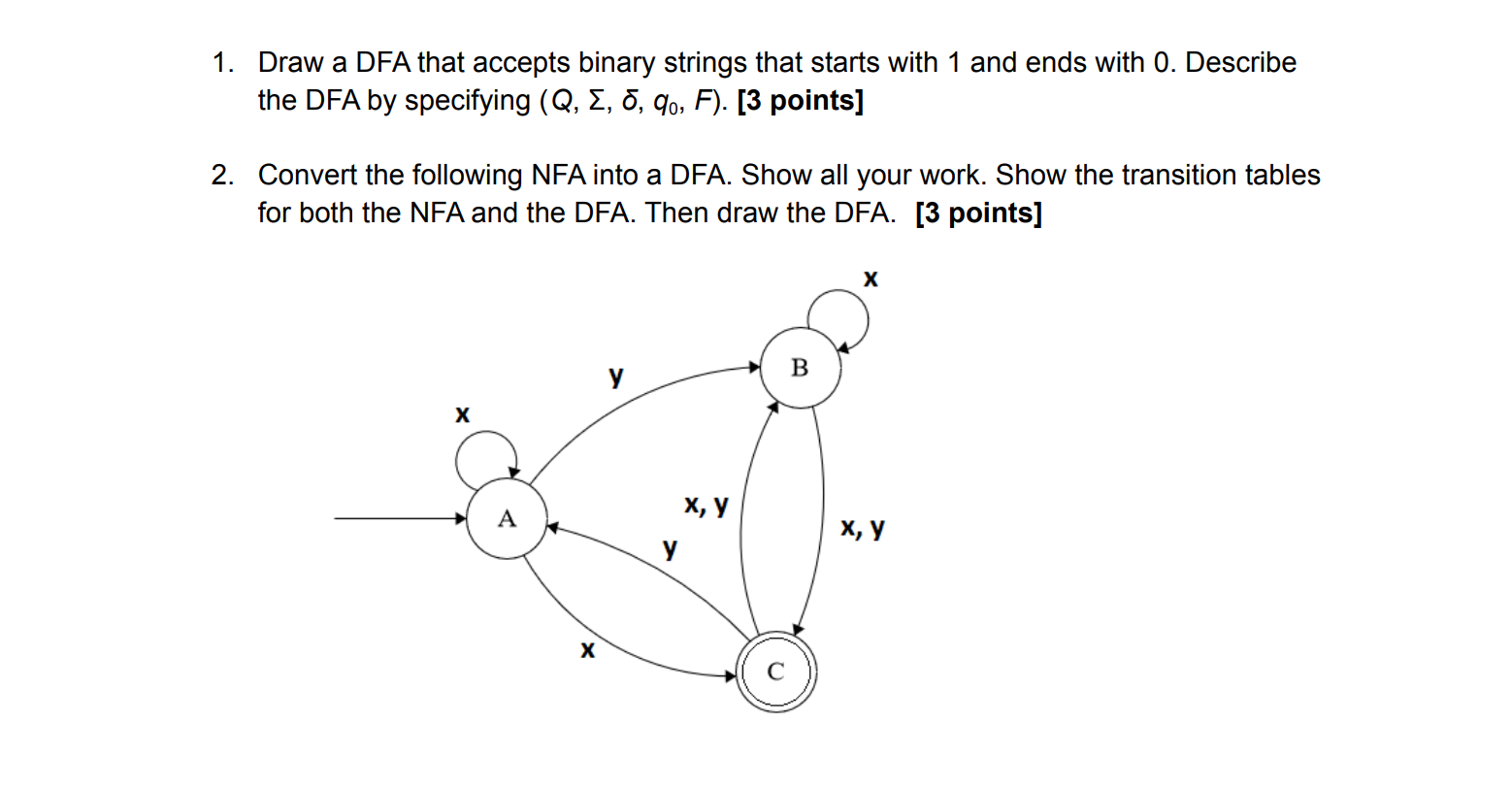 Solved 1 Draw A Dfa That Accepts Binary Strings That Starts 1305