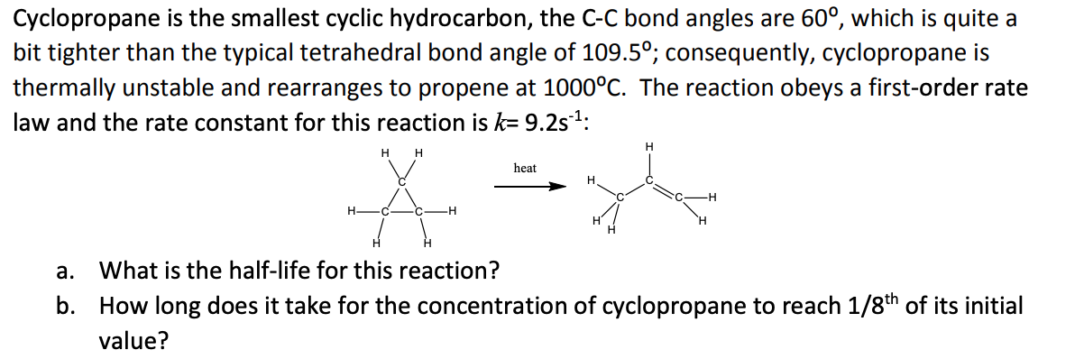 Solved Cyclopropane is the smallest cyclic hydrocarbon, the | Chegg.com