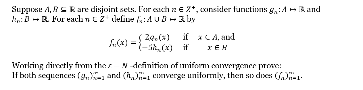 Solved Suppose A,B C R are disjoint sets. For each n e Z+, | Chegg.com