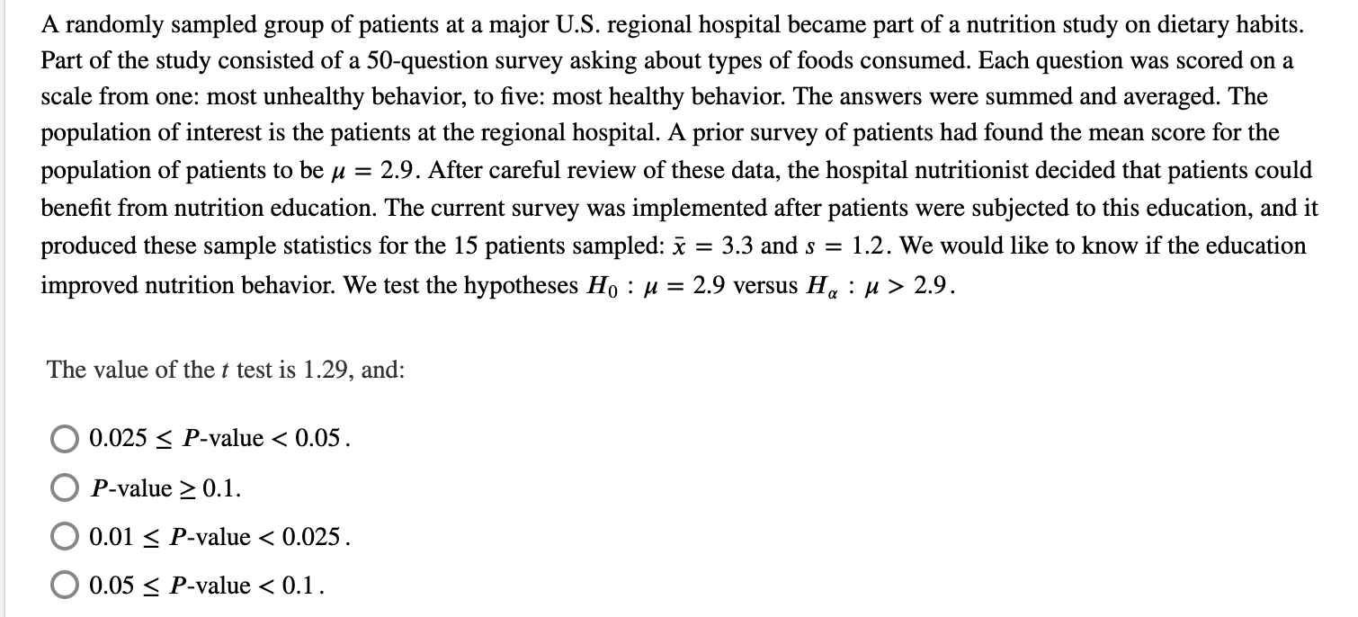 Solved A randomly sampled group of patients at a major U.S. | Chegg.com