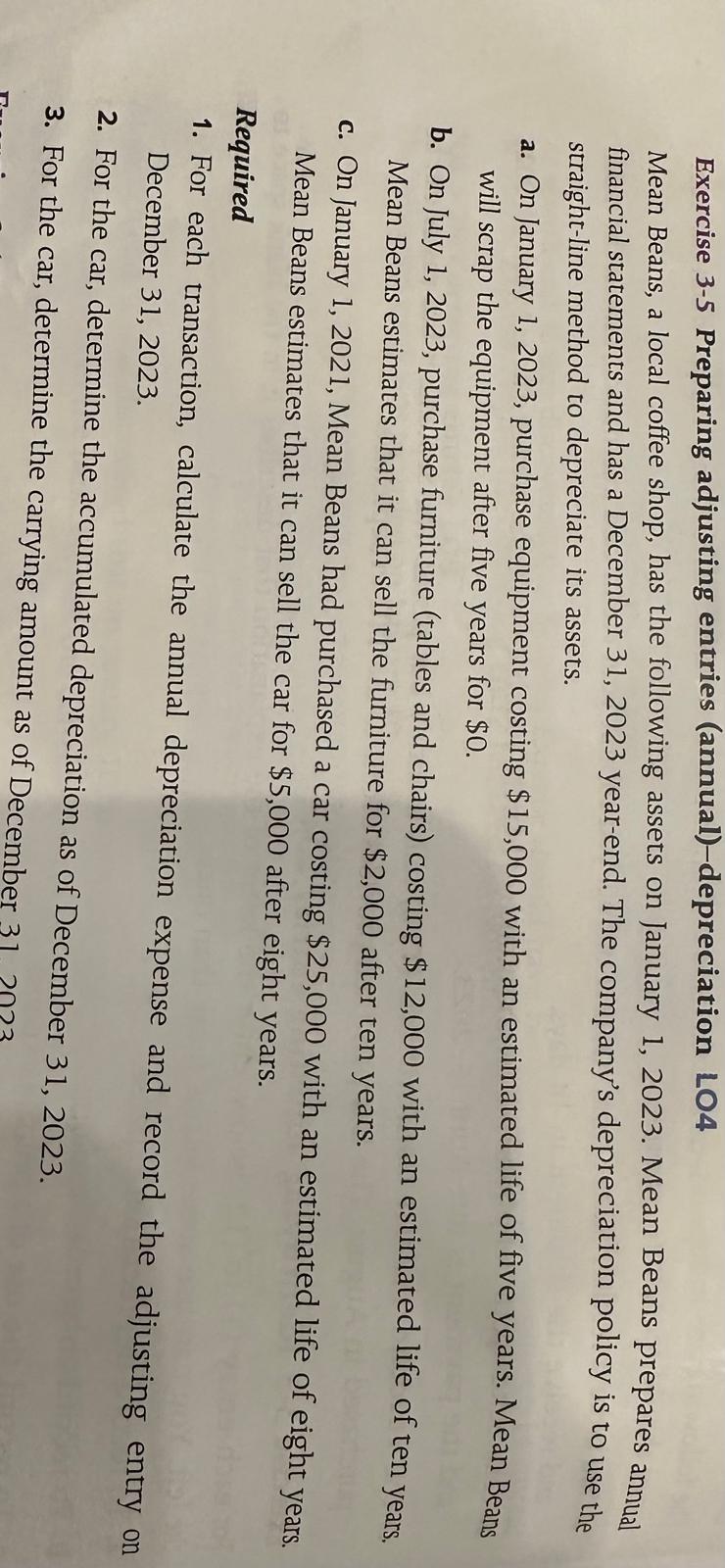 Solved Exercise 3-5 ﻿Preparing adjusting entries | Chegg.com