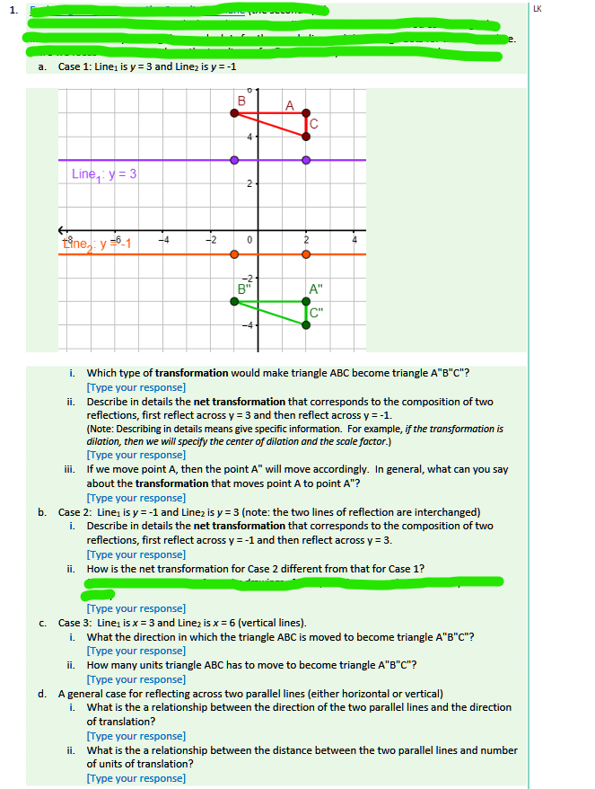 Solved a. Case 1: Line is ′=3 and Line is 2=−1 i. Which type | Chegg.com