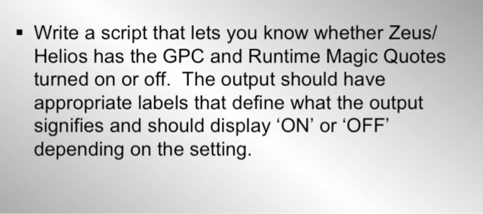 Solved Write a script that lets you know whether Zeus/ | Chegg.com