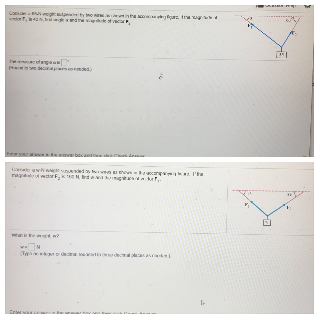 Solved Consider a 55-N weight suspended by two wires as | Chegg.com