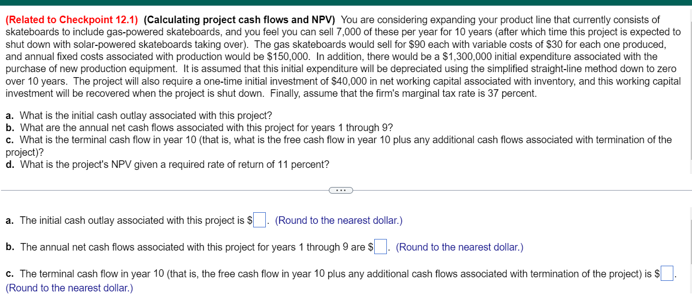 Solved (Related to Checkpoint 12.1) (Calculating project | Chegg.com
