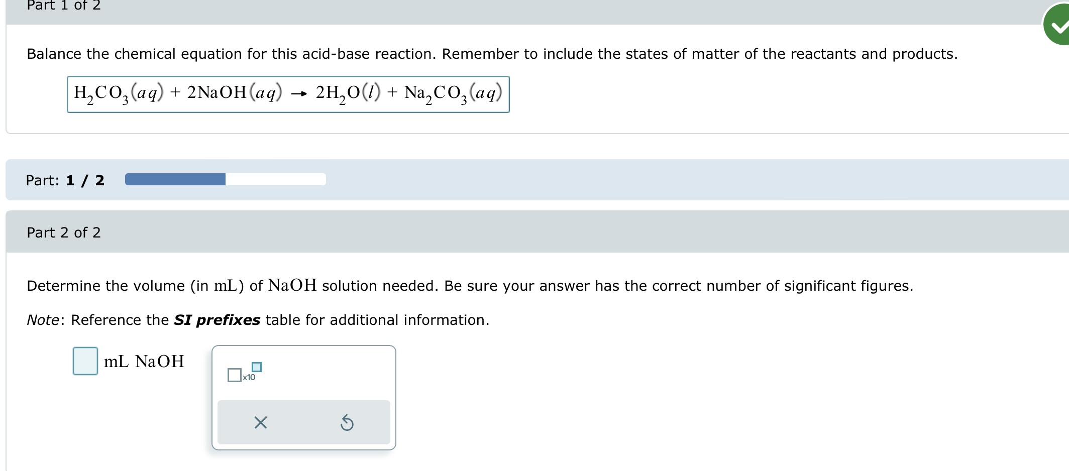 Solved How many milliliters of 5.3MNaOH are needed to | Chegg.com