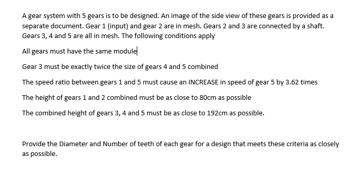 Solved Posted below is a gears problem, the side view image | Chegg.com
