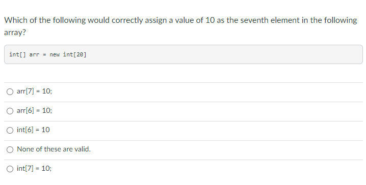 Solved Which of the following would correctly assign a value | Chegg.com