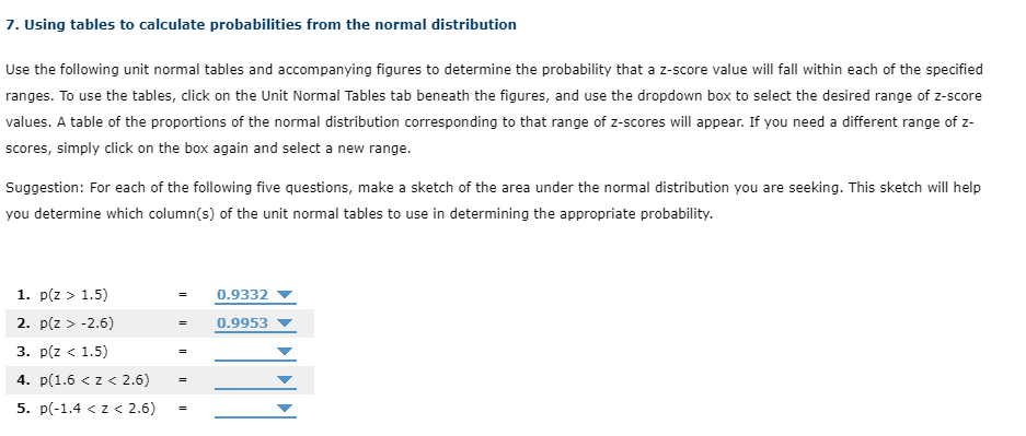 Solved 7. Using tables to calculate probabilities from the | Chegg.com