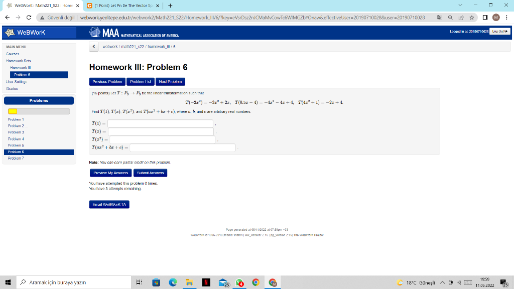 Solved WebWork: Math221_522: Home X C (1 Point) Let Pn De | Chegg.com