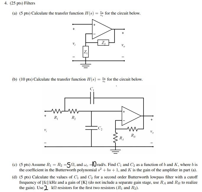 Solved 4. (25 pts) Filters (a) (5 pts) Calculate the | Chegg.com