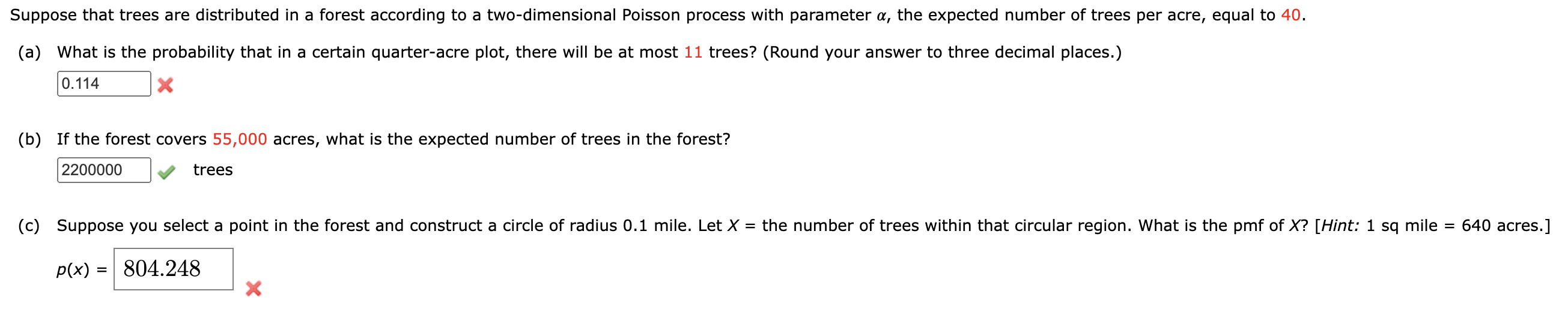 Solved Suppose that trees are distributed in a forest | Chegg.com