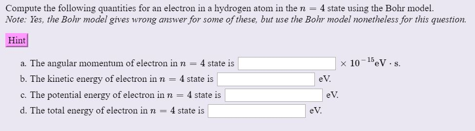 Solved Compute the following quantities for an electron in a | Chegg.com