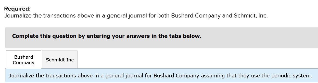Solved Bushard Company (buyer) and Schmidt, Inc. (seller) | Chegg.com