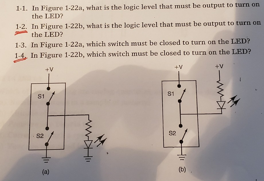 Solved 1-1. In Figure 1-22a, what is the logic level that | Chegg.com