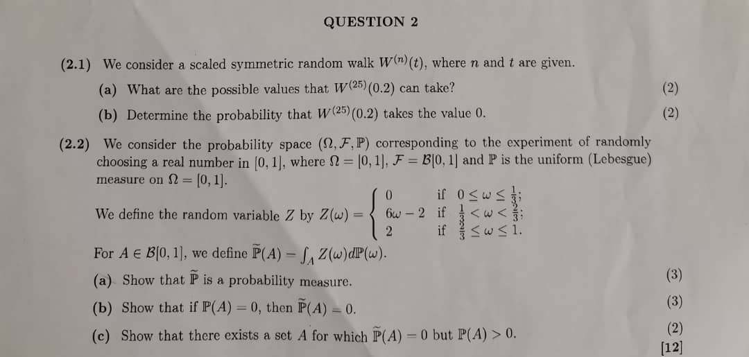 Solved 2 1 We Consider A Scaled Symmetric Random Walk