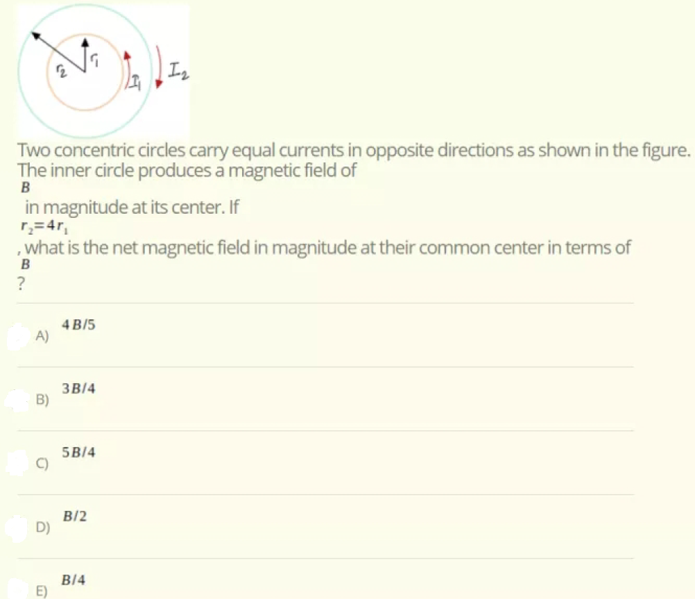 Solved I2 B Two concentric circles carry equal currents in | Chegg.com