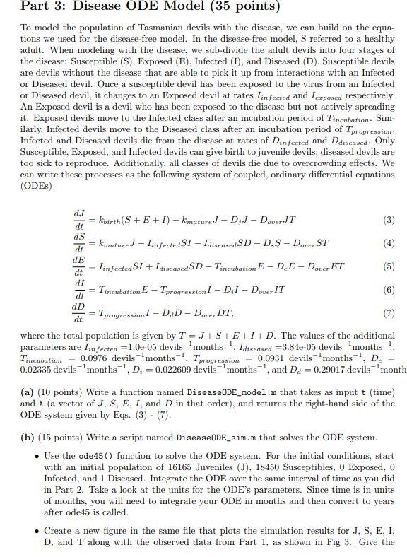 Solved Part 3: Disease ODE Model (35 points) To model the | Chegg.com