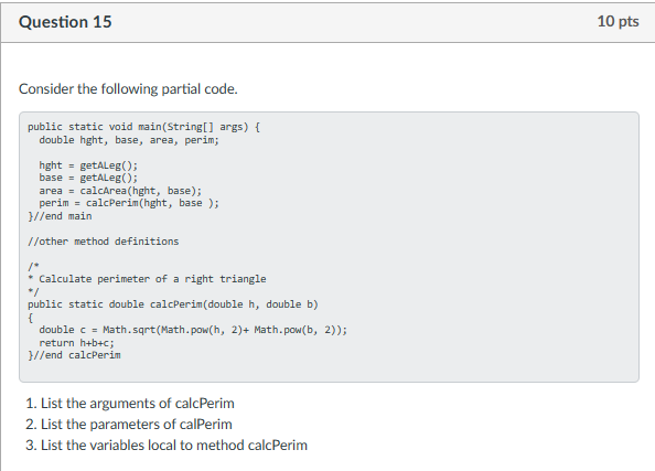 Solved Question 15 10 pts Consider the following partial | Chegg.com