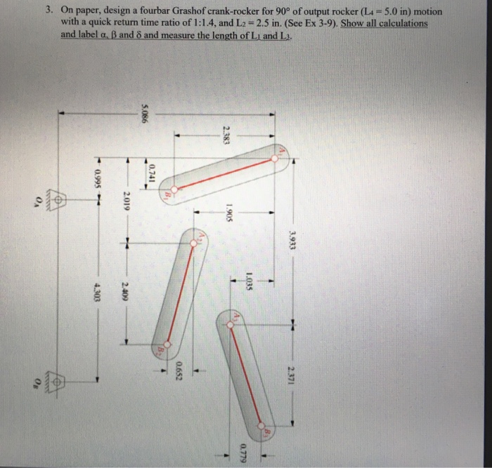 3. On paper, design a fourbar Grashof crank-rocker | Chegg.com