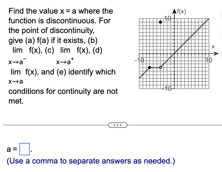 Solved Find the value x=a where thefunction is | Chegg.com