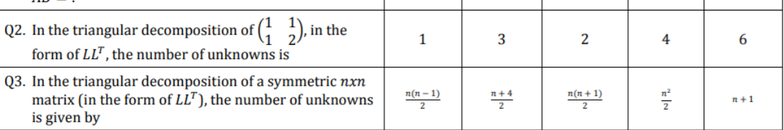 Solved Q2. In the triangular decomposition of (1 2), in 1 3 | Chegg.com