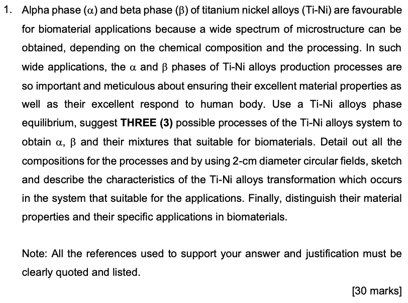 Solved 1. Alpha phase (a) and beta phase (B) of titanium | Chegg.com