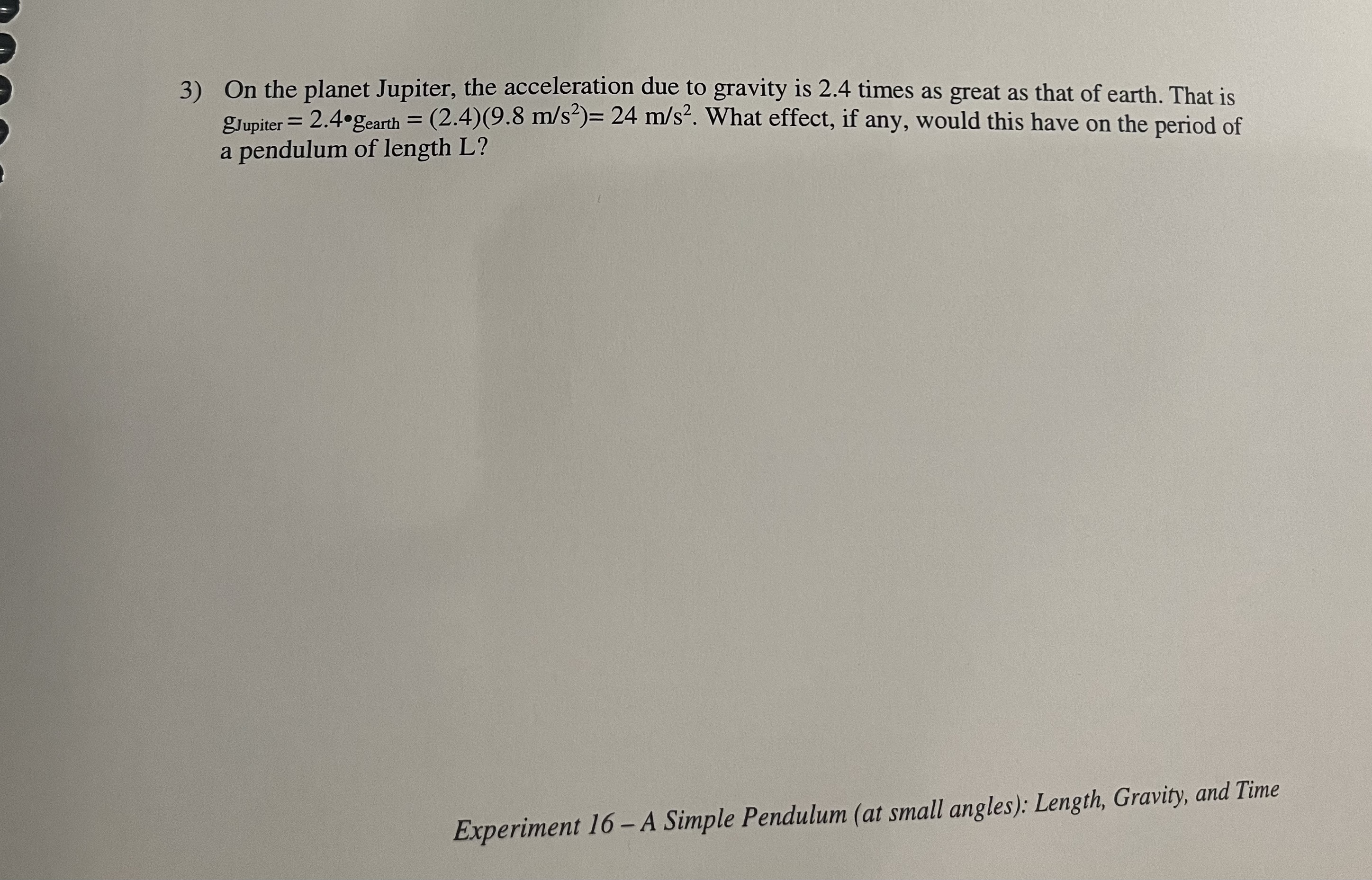Solved On the planet Jupiter, the acceleration due to | Chegg.com