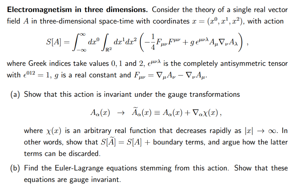 Solved Electromagnetism in three dimensions. Consider the | Chegg.com