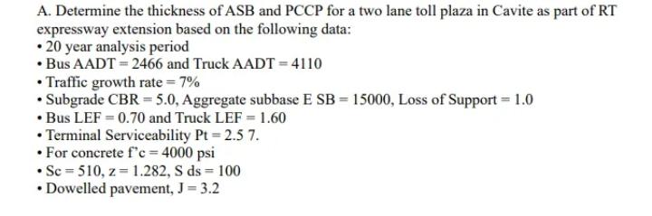 Solved A. Determine the thickness of ASB and PCCP for a two | Chegg.com