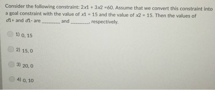 Solved Consider the following constraint: 2x1 +3x2 -60. | Chegg.com