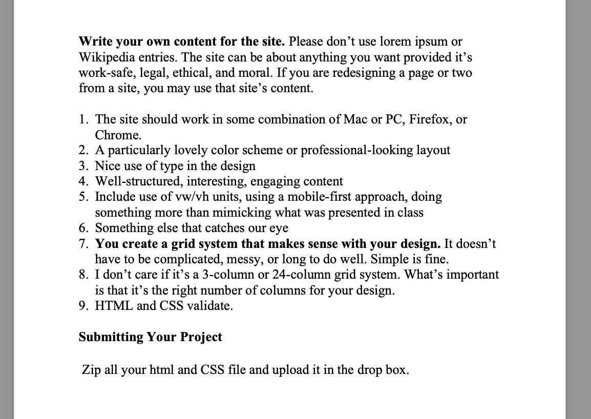 Solved Final Project: Build a Responsive Website Build a | Chegg.com