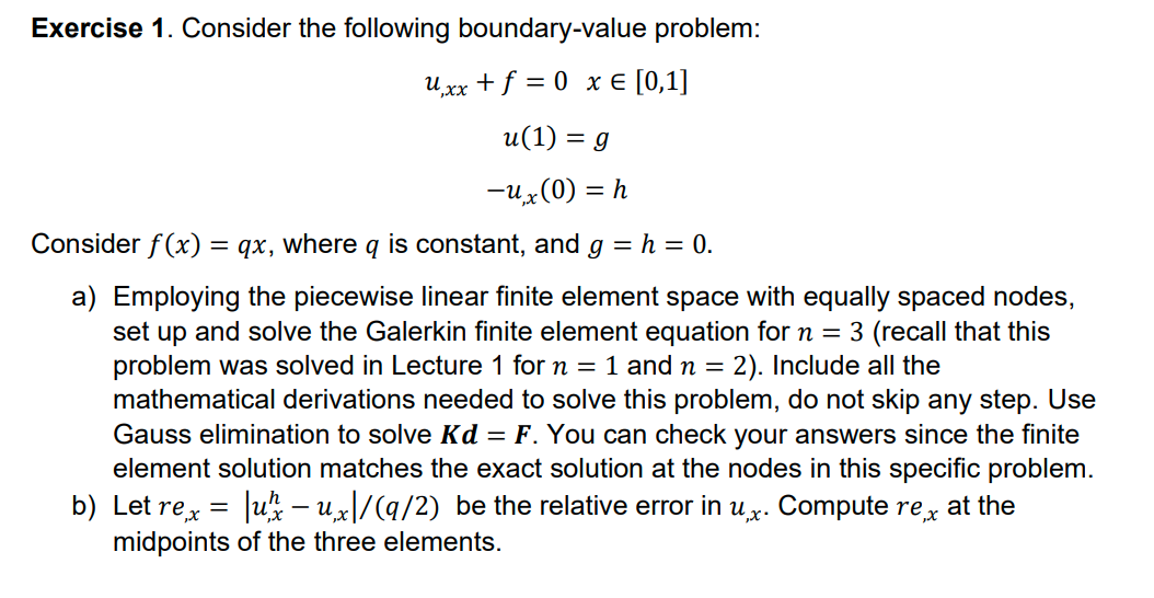 Solved Exercise 1. Consider the following boundary-value | Chegg.com