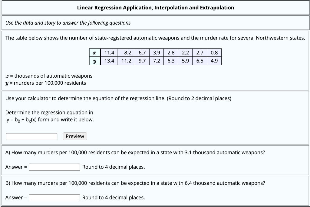 Solved Linear Regression Application, Interpolation and | Chegg.com