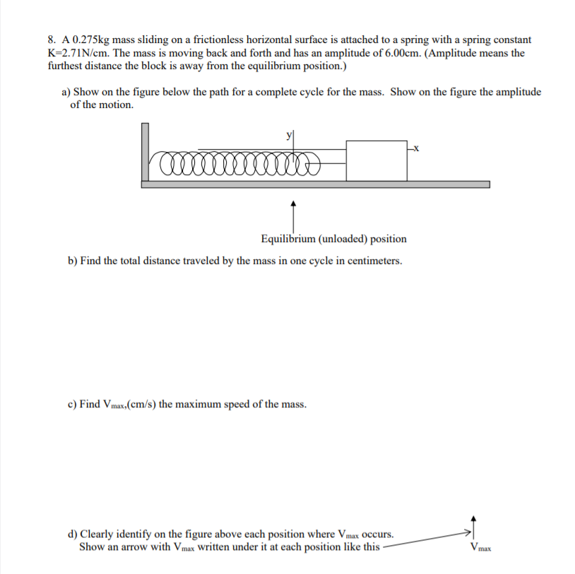 Solved A 0.275kg mass sliding on a frictionless horizontal | Chegg.com