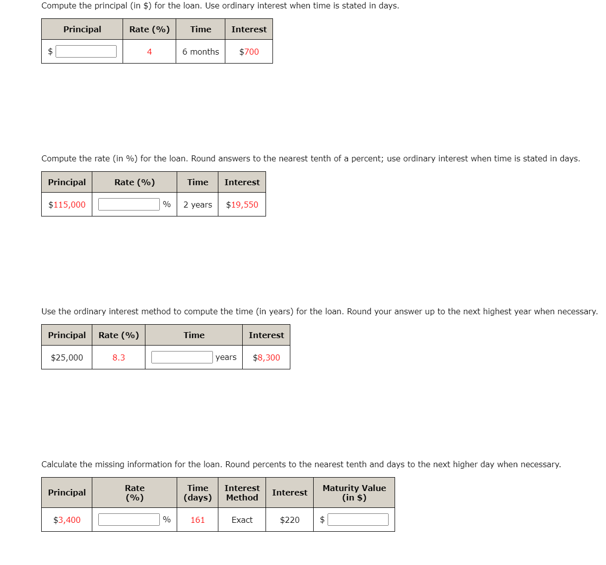 Solved Compute the principal (in $) for the loan. Use | Chegg.com