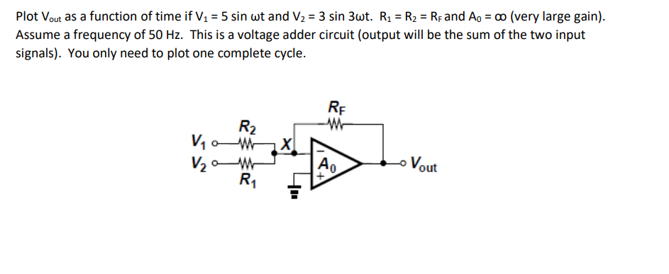 Solved Plot Vout As A Function Of Time If V 5 Sin Wt And 9521