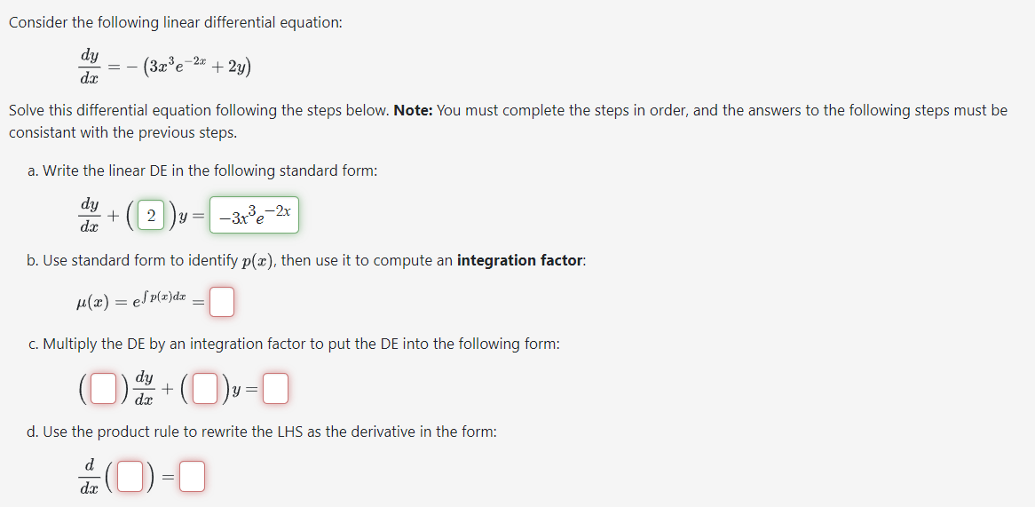 Solved Consider the following linear differential equation: | Chegg.com