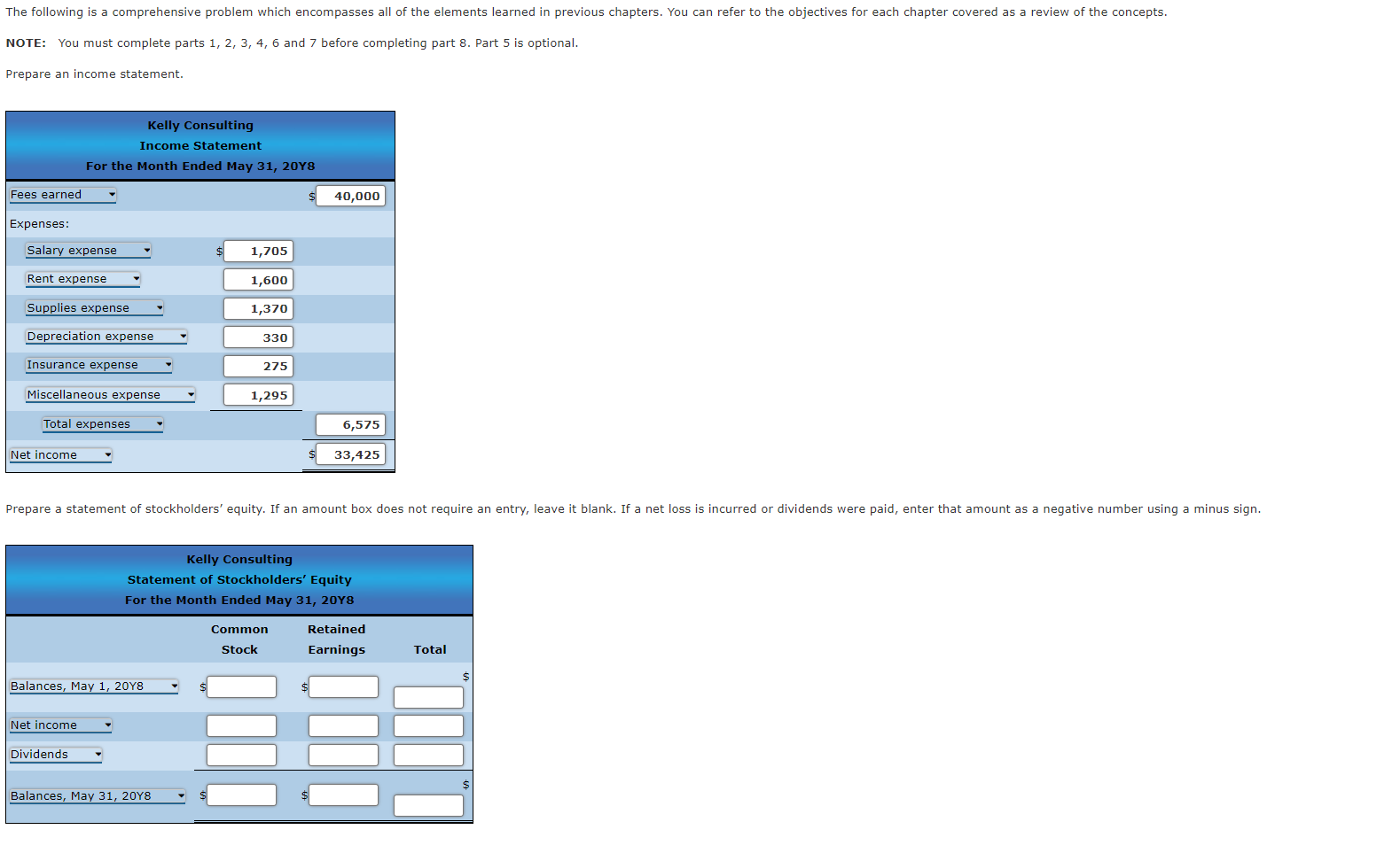 Solved Part 1 The Following Is A Comprehensive Problem Chegg