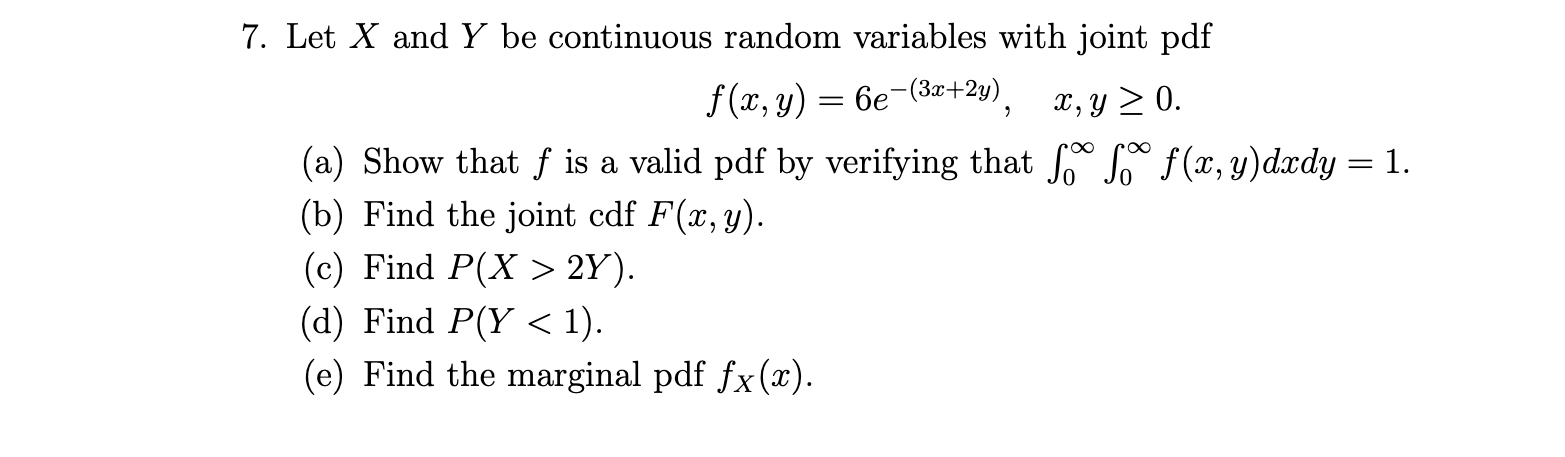 Solved 7. Let X and Y be continuous random variables with | Chegg.com